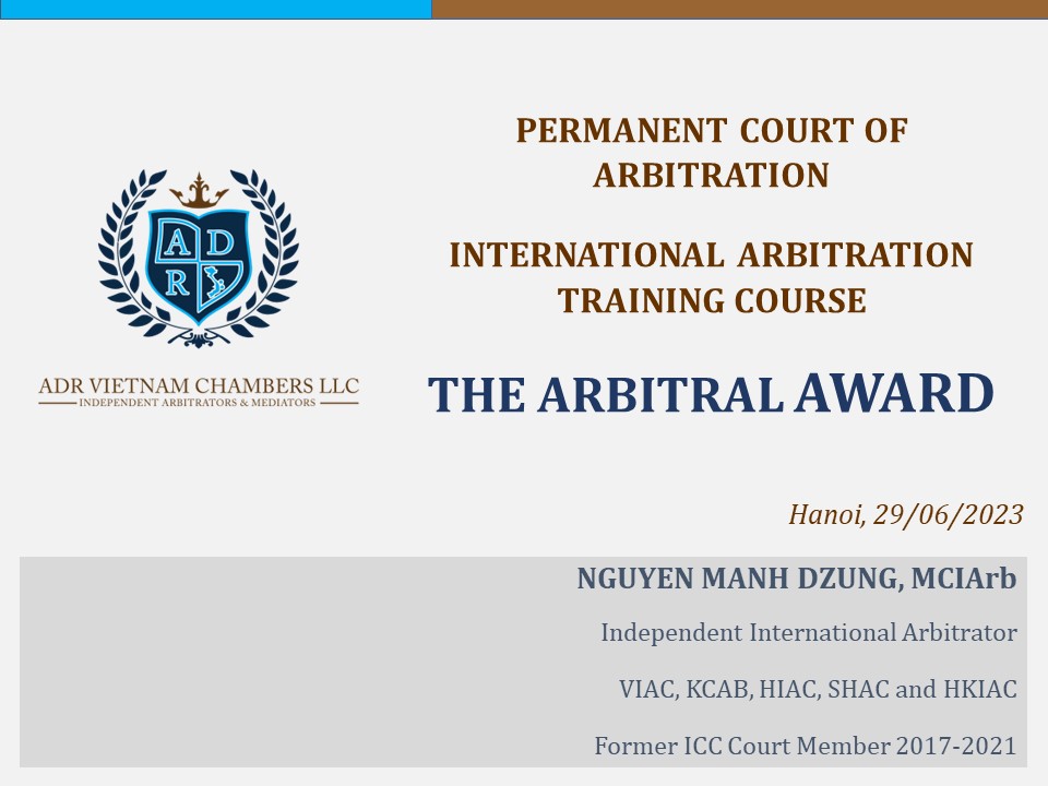 PERMANENT COURT OF ARBITRATION INTERNATIONAL ARBITRATION TRAINING ...