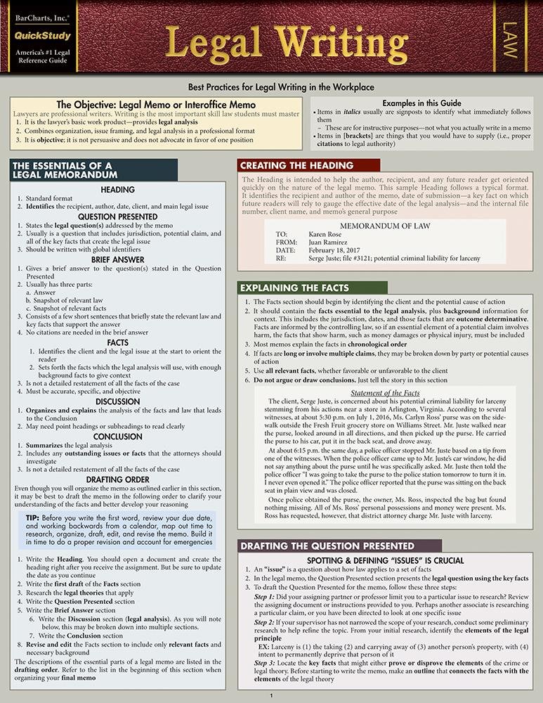 LEGAL WRITING: QUICK STUDY LAMINATED REFERENCE GUIDE – BARCHARTS INC